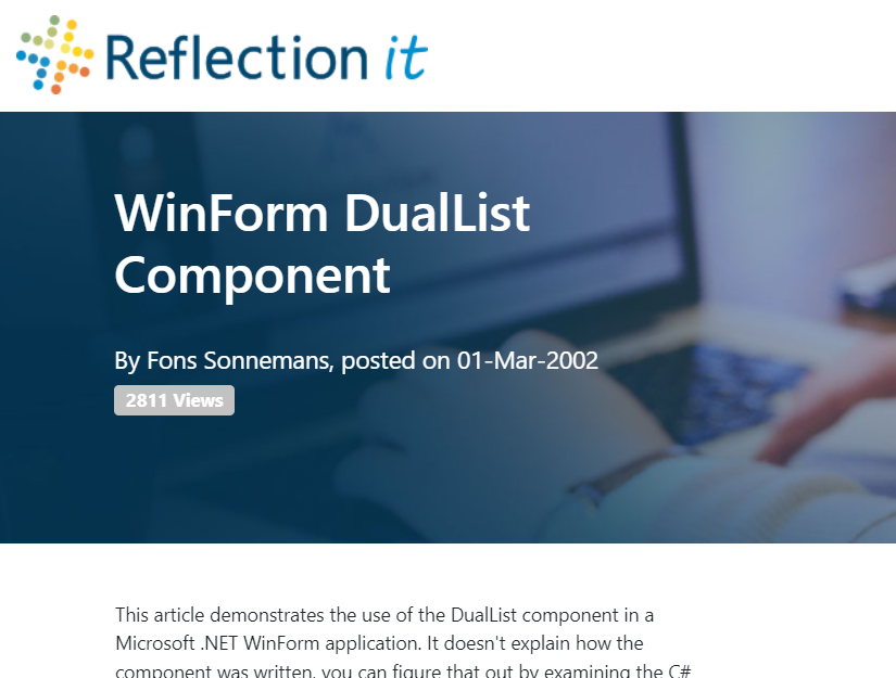 WinForm DualList Component - Reflection IT