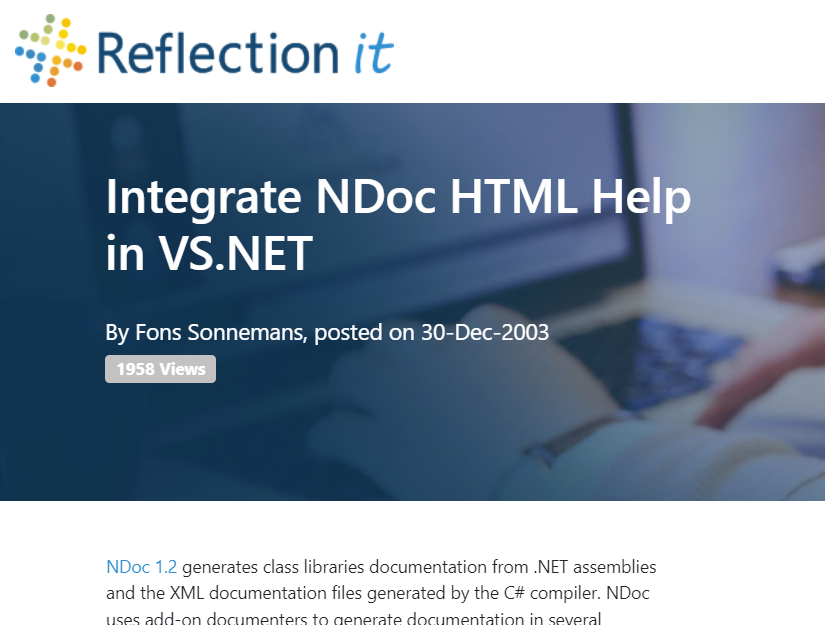 Integrate NDoc HTML Help in VS.NET - Reflection IT