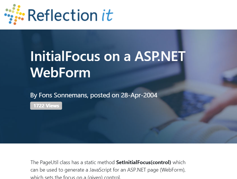 InitialFocus on a ASP.NET WebForm - Reflection IT
