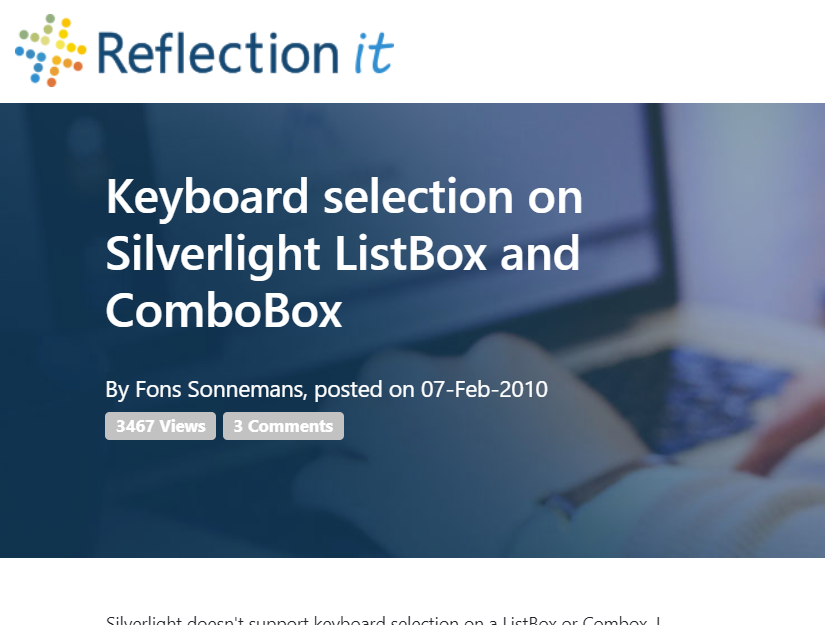 Keyboard Selection On Silverlight Listbox And Combobox Reflection It
