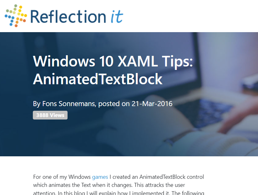 Windows 10 XAML Tips: AnimatedTextBlock - Reflection IT