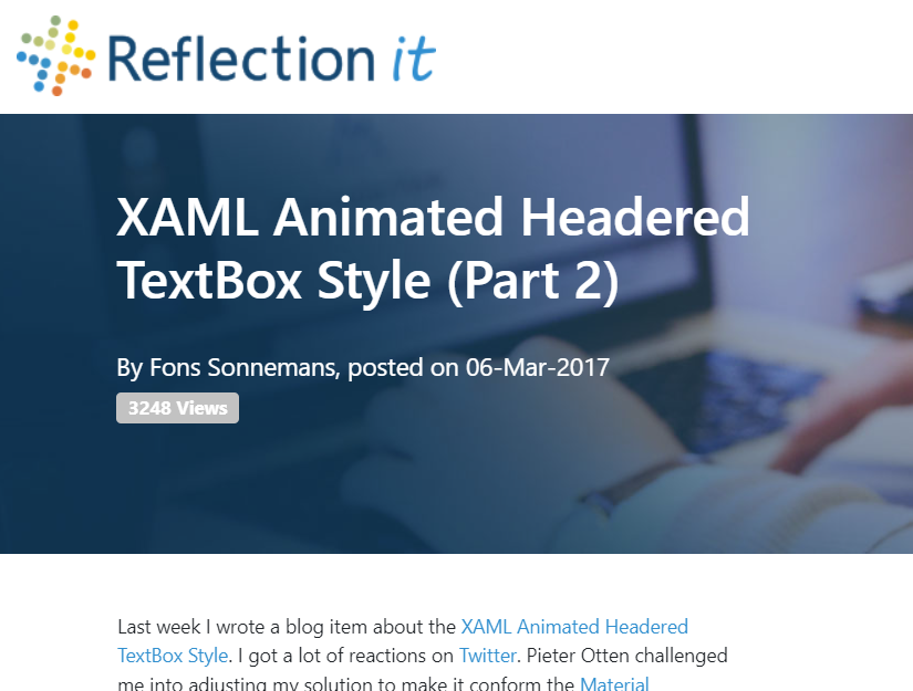 XAML Animated Headered TextBox Style (Part 2) - Reflection IT