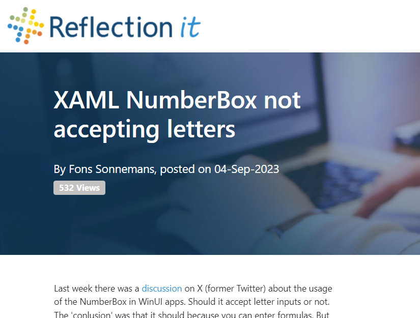 XAML NumberBox not accepting letters - Reflection IT