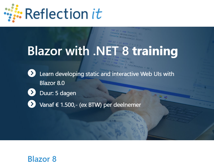 Blazor with .NET 8 training - Reflection IT