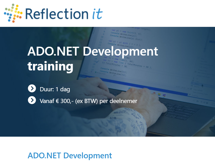 ADO.NET Development training - Reflection IT