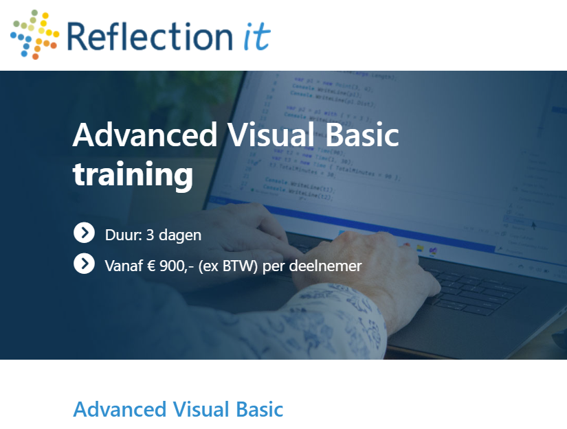 Advanced Visual Basic training - Reflection IT