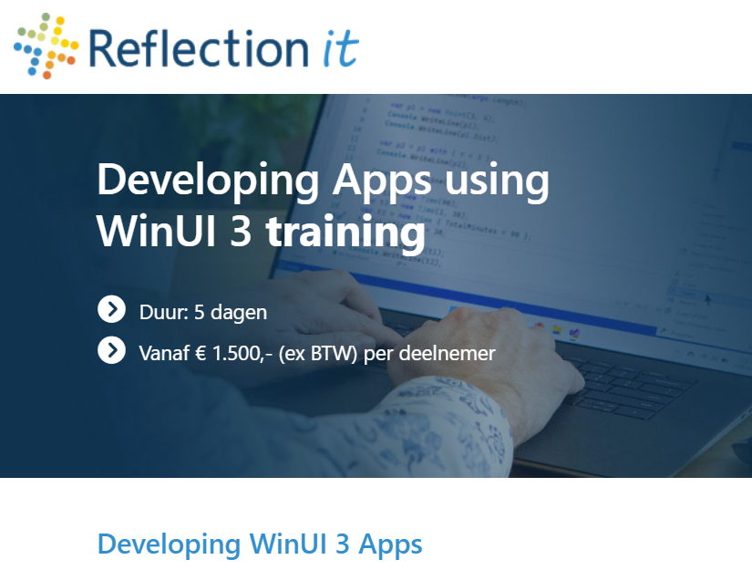 Developing Apps using WinUI 3 training - Reflection IT